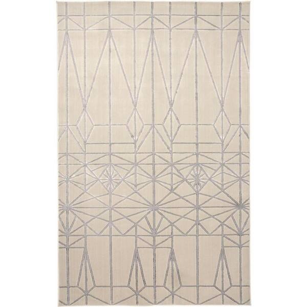 HomeRoots 10 x 13 Gray and White Geometric Area Rug 2000511480 - The ...