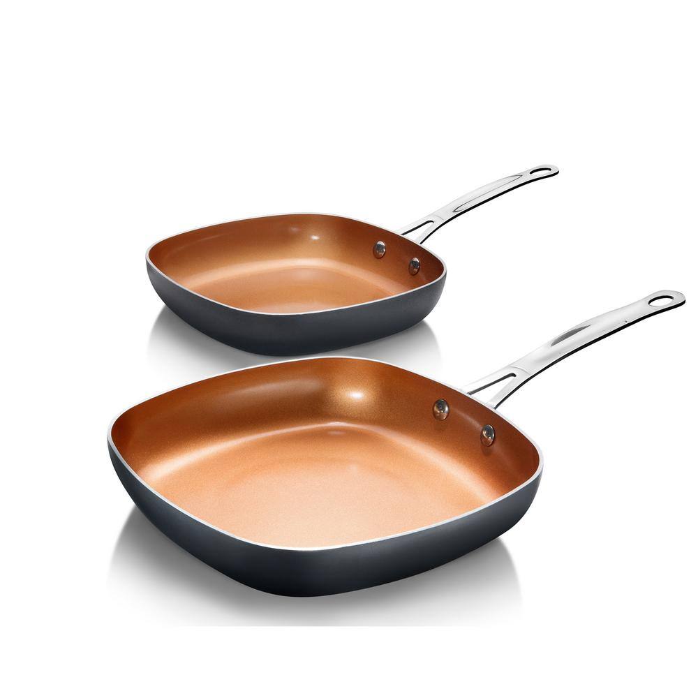 Gotham Steel 2-Piece Aluminum Ti-Ceramic Nonstick Square Fry Pan Set (8 ...