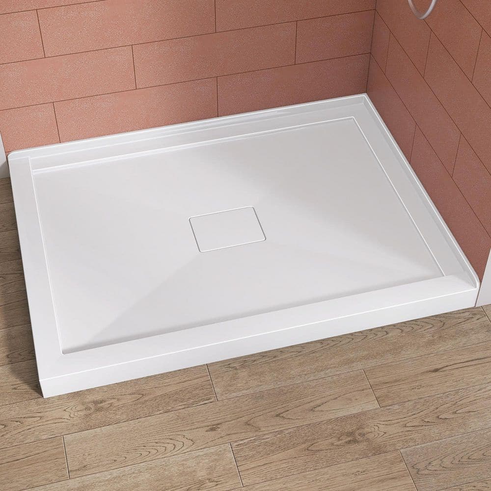 Zeafive Moca 48 in. L x 36 in. W Corner Double Threshold Acrylic Shower ...