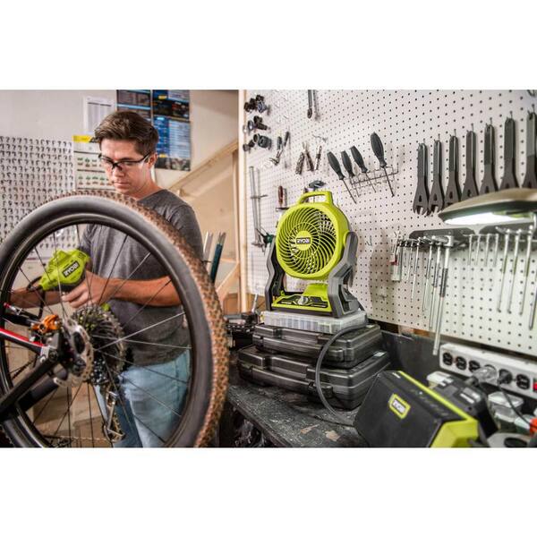 RYOBI ONE+ 18V Cordless Hybrid WHISPER SERIES 7-1/2 in. Fan with 2.0 Ah ...