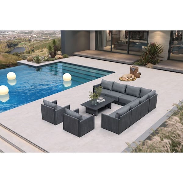 PURPLE LEAF 10 Pieces Patio Conversation Sets with Coffee Table All ...