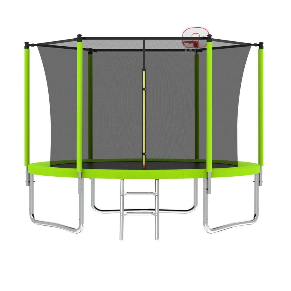 Siavonce 8 ft. Trampoline for Kids and Adults with Basketball Hoop and ...