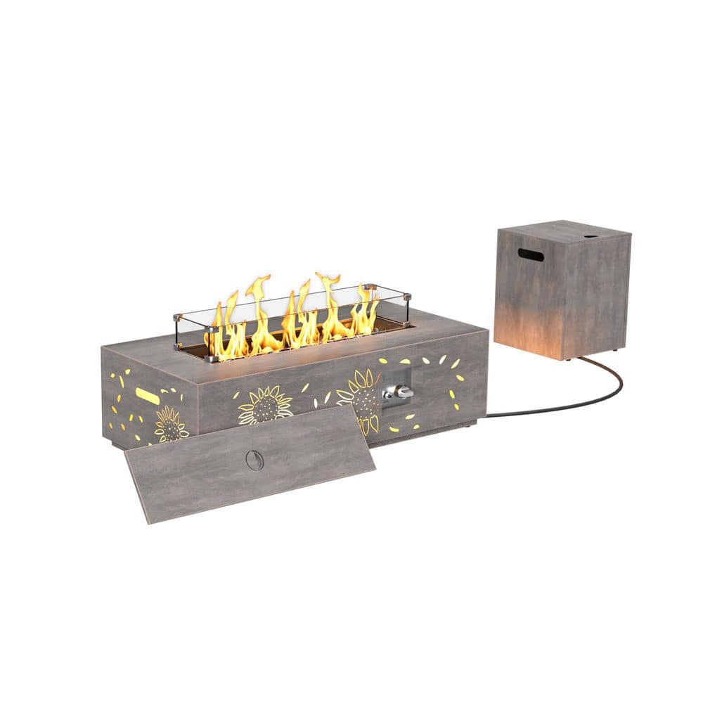 eVita 42 in. 50,000 BTU Rectangle Outdoor Propane Gas Fire Pit Table in ...