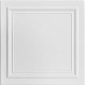 A La Maison Ceilings Spring Buds White Heron 1.6 ft. x 1.6 ft. Decorative Foam Glue Up Ceiling ...