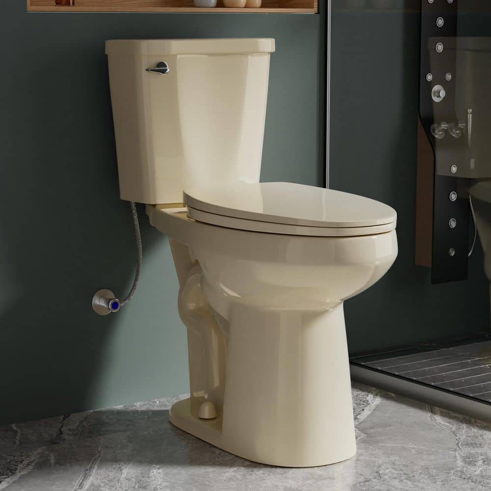 Vomlor Elongated 19 in. Tall ADA Bone Toilet 2-Piece 1.28 GPF Single ...