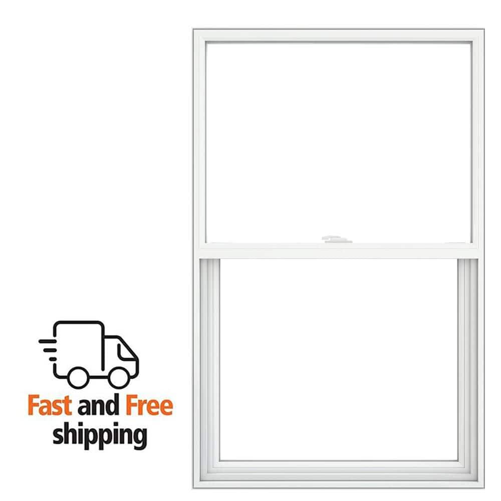 JELD-WEN V-2500 Series 31.75 in. x 45.5 in. Single Hung Vinyl Low-E ...