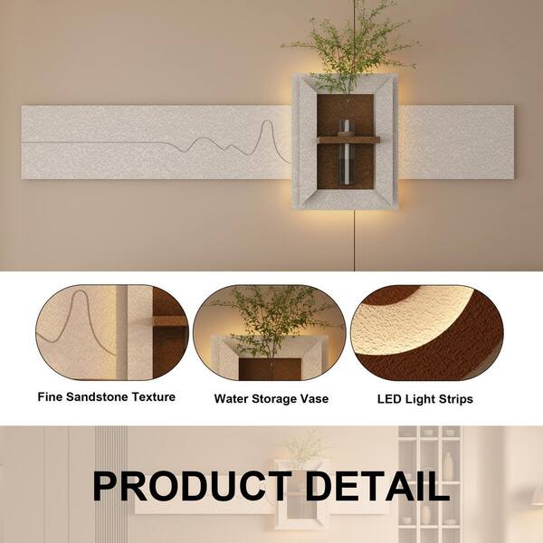 47 in. x 13 in. Light Coffee 3D Art Sculpture Wall Decor with Faux ...