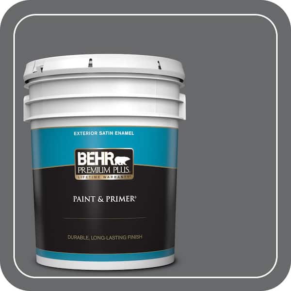 BEHR PREMIUM PLUS 5 gal. #PPU26-02 Imperial Gray Satin Enamel Exterior ...