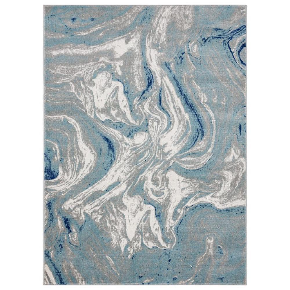 LUXE WEAVERS Victoria Collection Modern Swirl Blue 5x7 Polypropylene ...