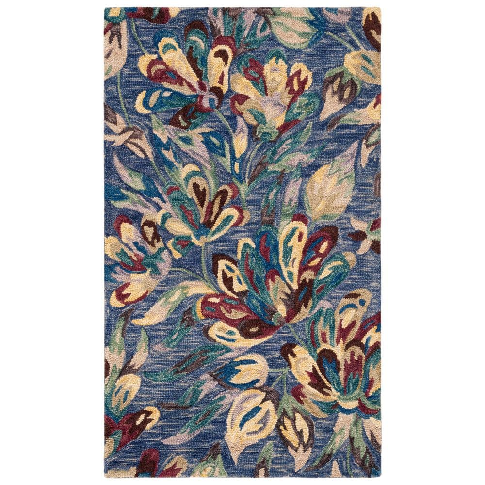 SAFAVIEH Blossom 4 ft. x 6 ft. Blue/Violet Oversized Floral Area Rug ...