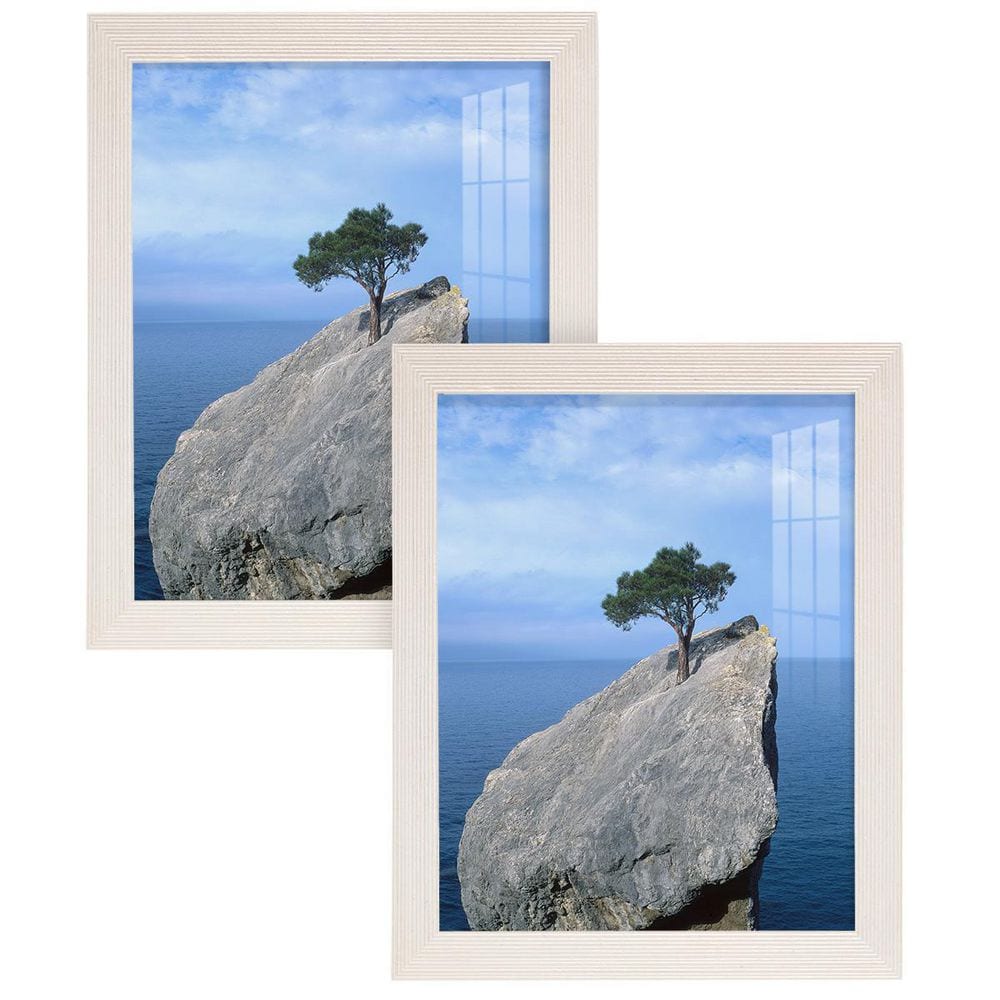 Wexford Home Grooved 8 in. x 10 in. White Picture Frame (Set of 2 ...