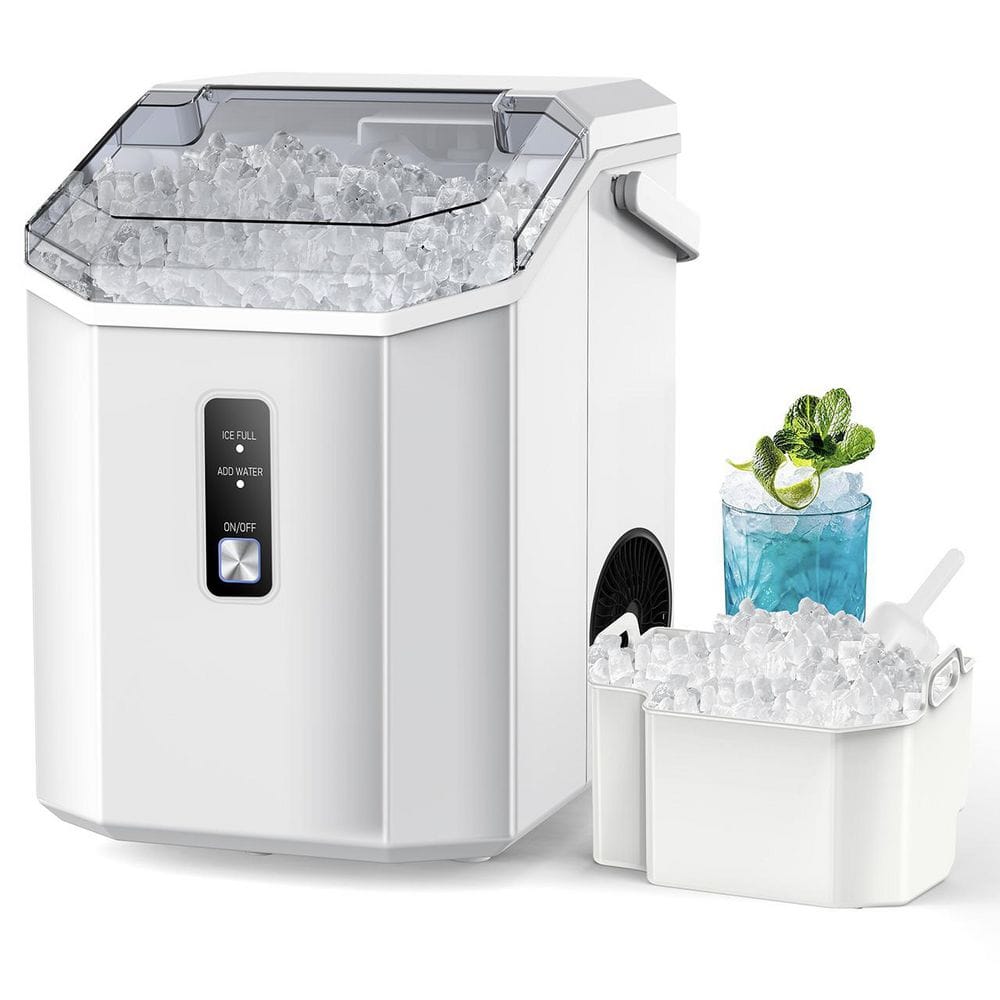 COWSAR 8.66 in. 33 lbs. Portable Countertop Nugget and Pebble Ice Maker, White ZYHD-Z5815NA-WH ...