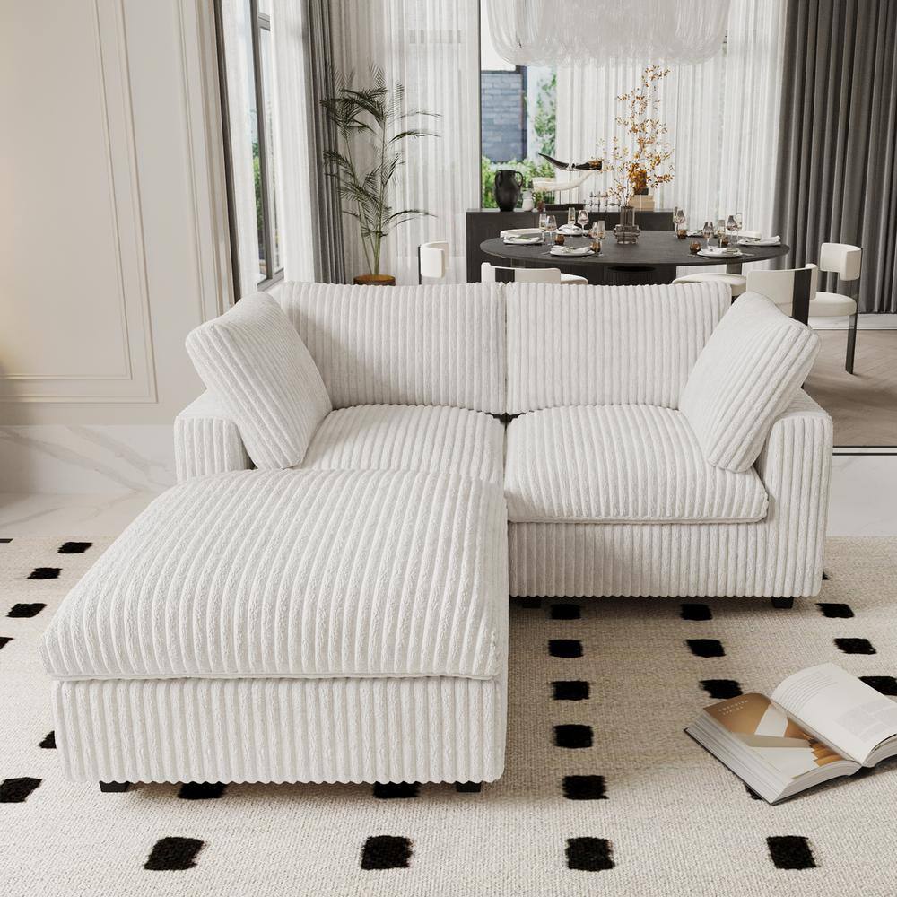 Magic Home 78.7 in. Square Arm Plush Velvet Modular 3-Piece Loveseat ...