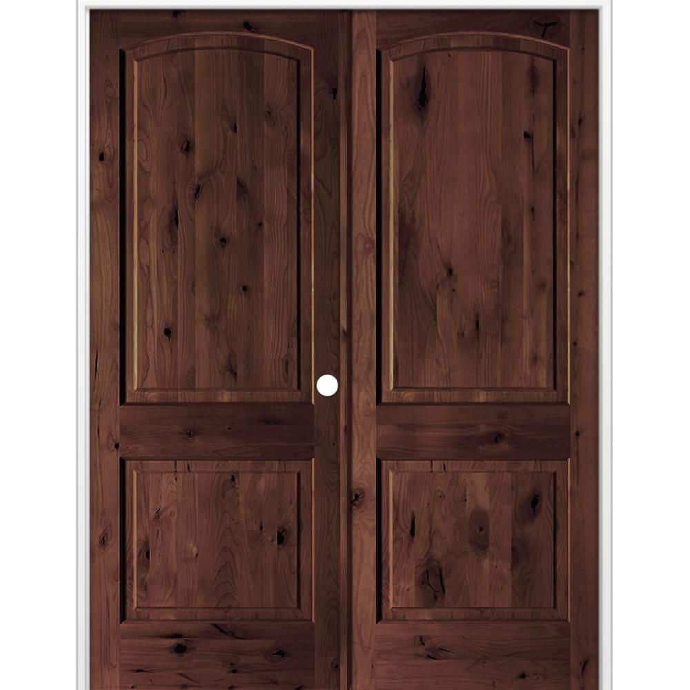 Reviews for Krosswood Doors 56 in. x 96 in. Rustic 2-Panel Arch Top ...