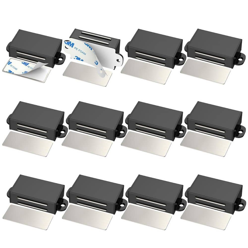 Numhew 12-Pack Black Adhesive Cabinet Door Magnet, Magnetic Door Catch ...