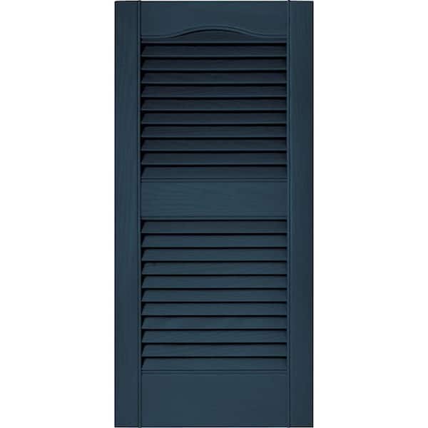 Builders Edge 15 in. x 31 in. Louvered Vinyl Exterior Shutters Pair in ...