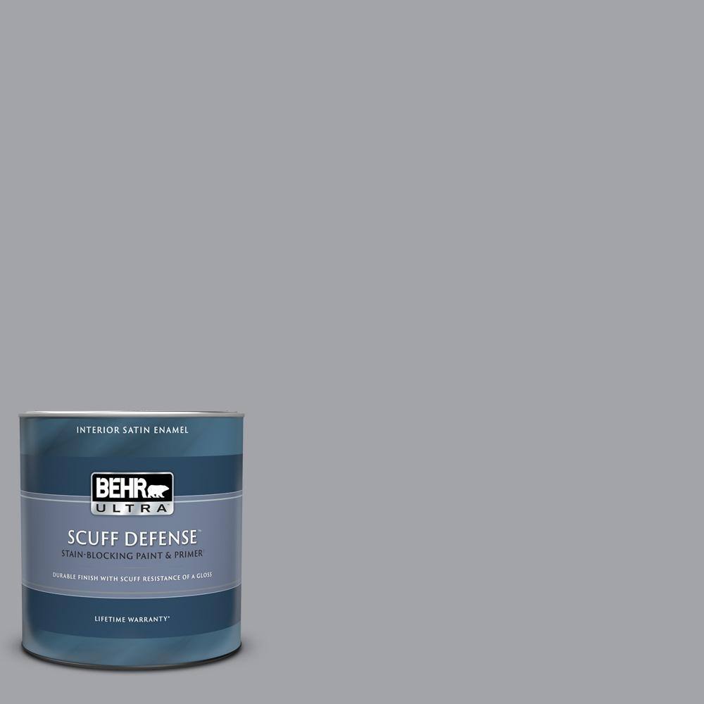 BEHR ULTRA 1 qt. #N530-4 Power Gray Extra Durable Satin Enamel Interior ...