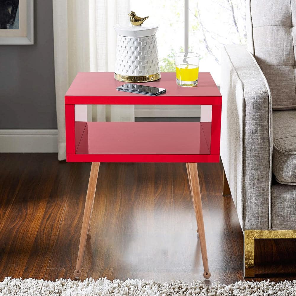 CIPACHO Mirror Wire Red Nightstand (23.22 in. H x 17.91 in. W x 15.16 ...