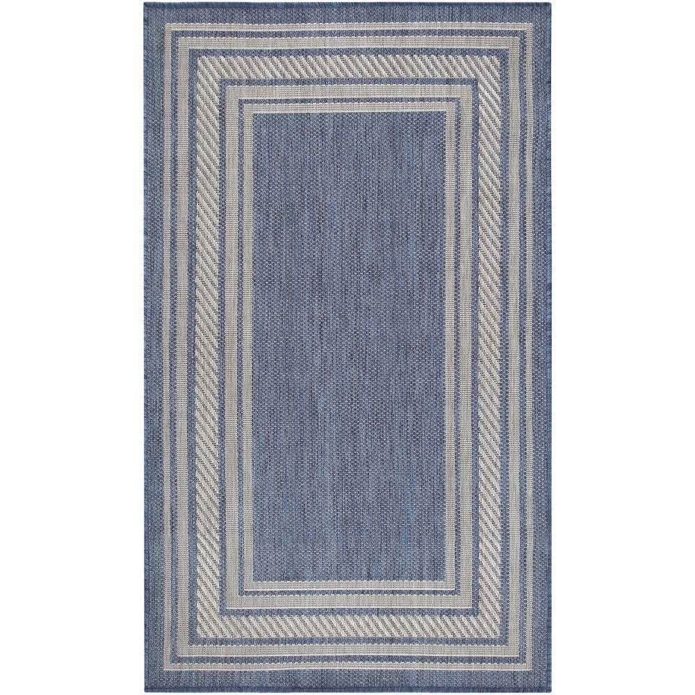 Nourison Horizon Indoor/Outdoor Denim 3 ft. x 5 ft. Bordered ...