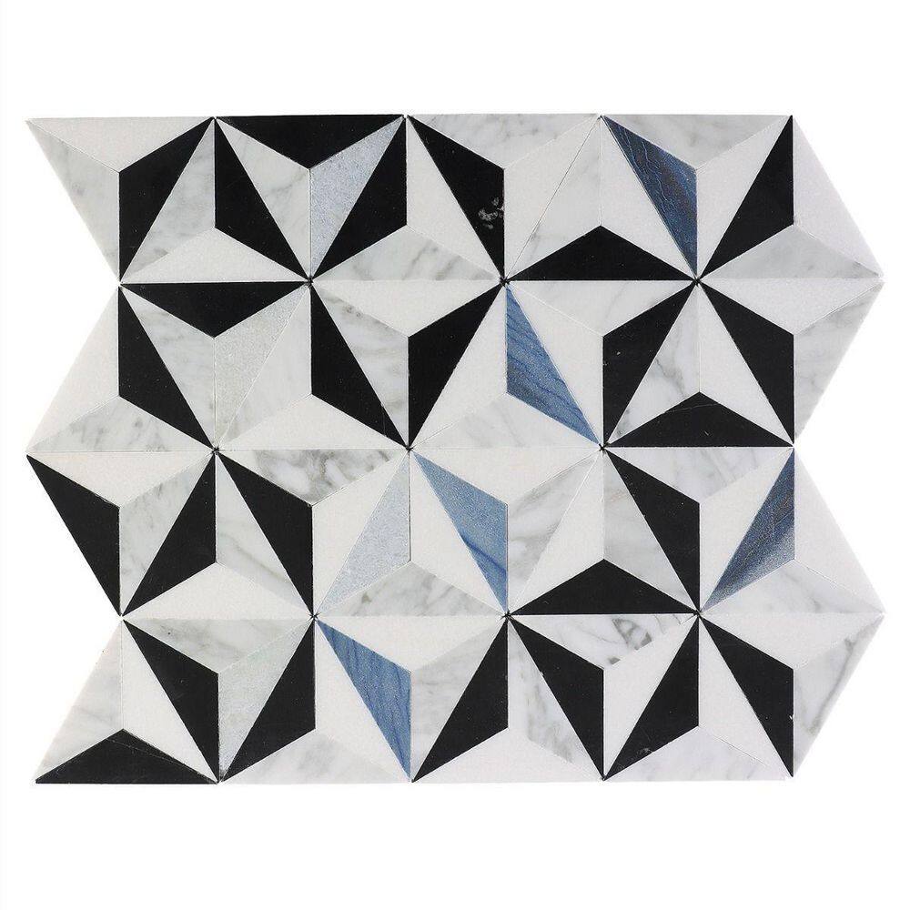 Ivy Hill Tile Phantom Winter Sky 4 in. x 0.39 in. Polished Marble Floor ...