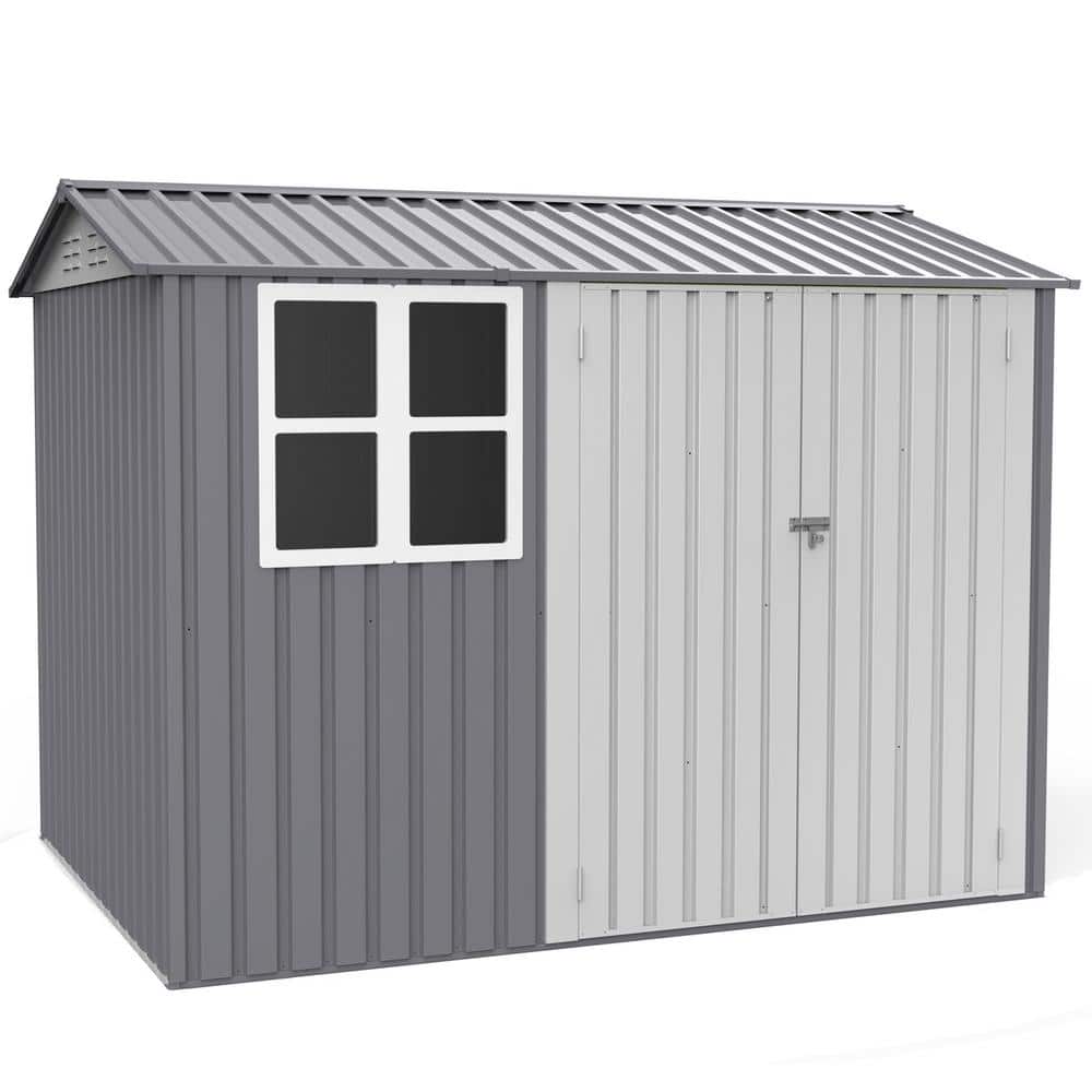 ToolCat 6 ft. x 8 ft. Outdoor Large Metal Storage Shed with Window ...