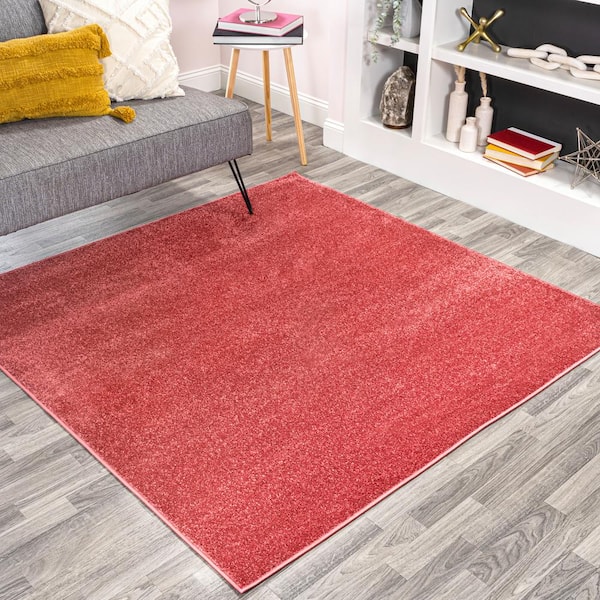 JONATHAN Y Haze Solid Low-Pile Red 9 ft. Square Area Rug SEU100E-9SQ ...