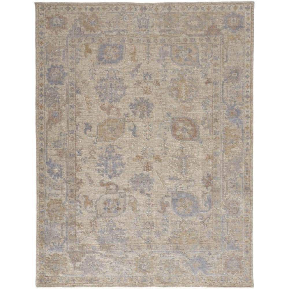 HomeRoots 4 x 6 Tan, Blue Floral Area Rug 2000514998 - The Home Depot