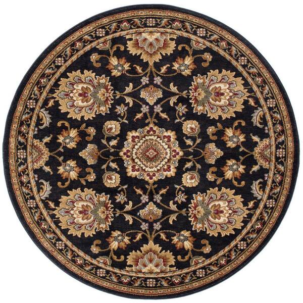 Tayse Rugs Sensation Border Black 6 ft. Round Indoor Area Rug SNS4853 ...