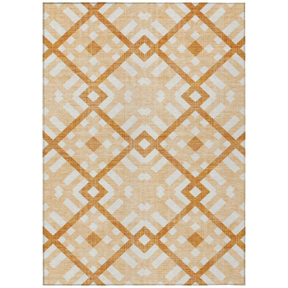 HomeRoots Peach, Orange, Ivory 8 ft. x 10 ft.Woven Geometric Polyester ...