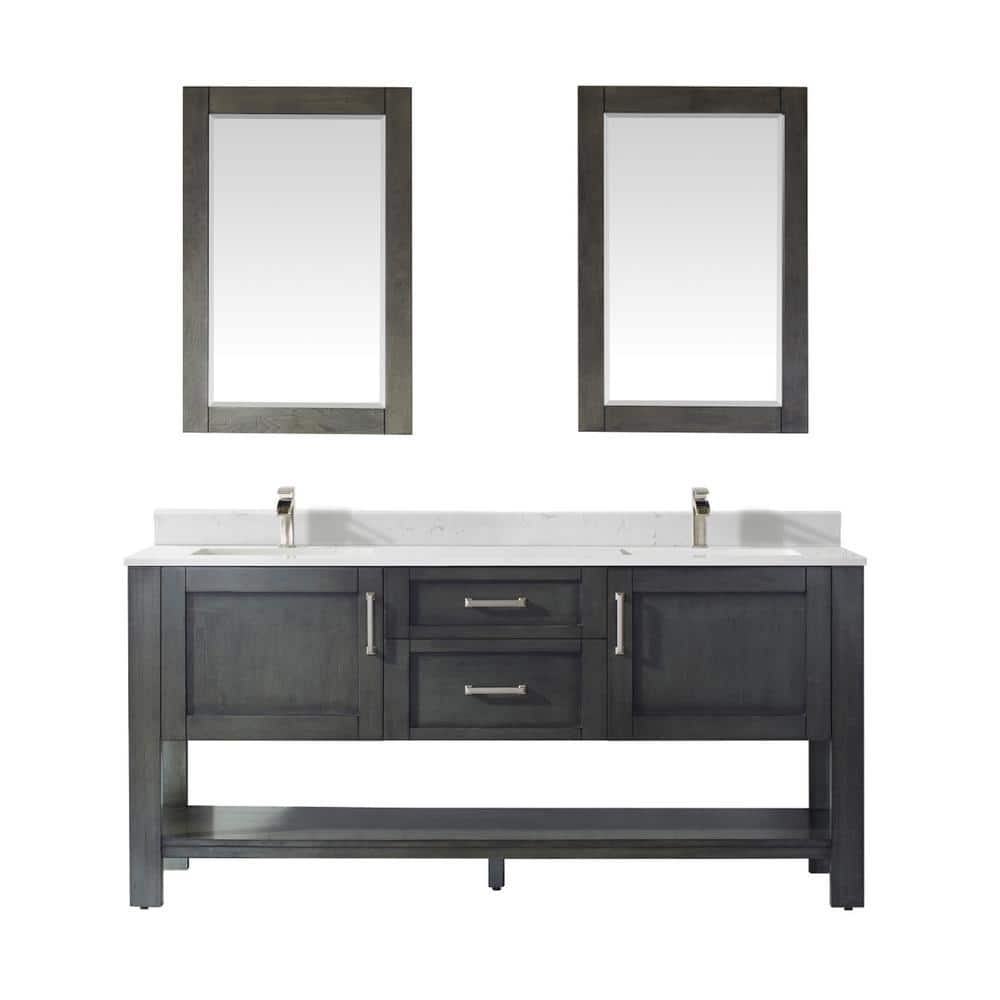 ROSWELL Grayson 72 in. Bath Vanity in Rust Black with Composite Vanity ...