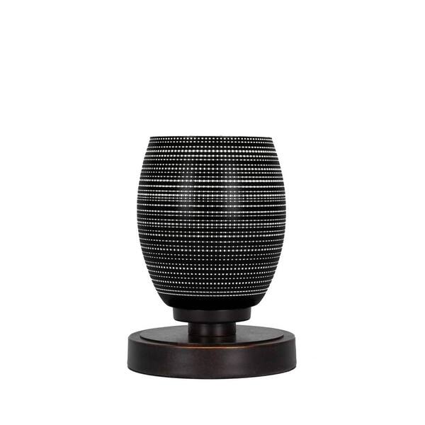 Quincy 7.5 in. Dark Granite Accent Lamp with 5 in. Black Matrix Glass ...
