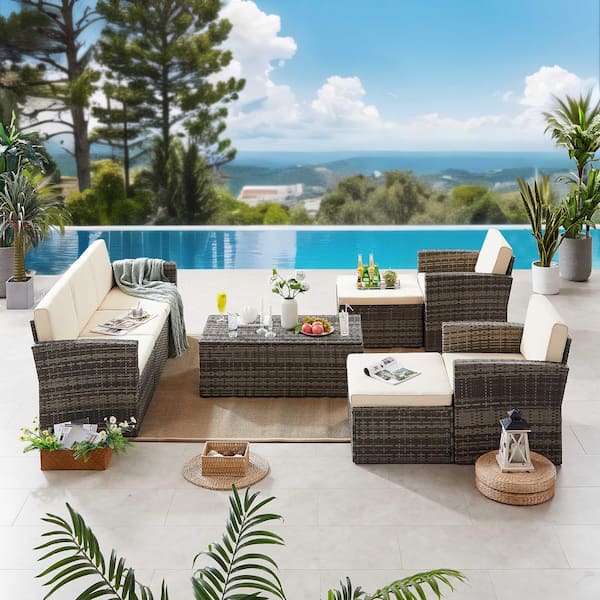 Cesicia 6-Pieces Patio Furniture Sets, All Weather Wicker Patio ...