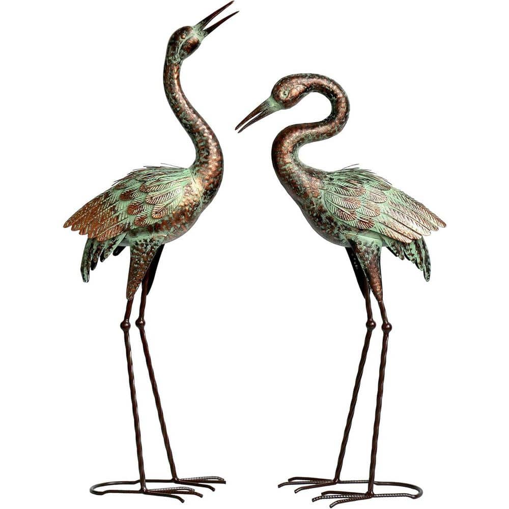 OGETFUUR Garden Crane Statues, Blue Heron Sculptures for Outdoor ...