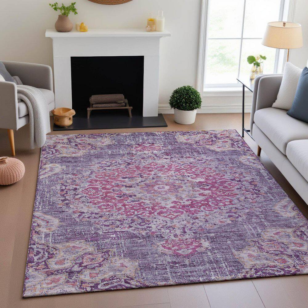 Addison Rugs Mayfield Premium Machine Washable Abstract AMF1236 Purple ...
