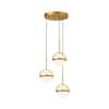 ALORA Globo 3 Head 1 Light 32-Watt Brushed Gold Integrated LED Pendant ...