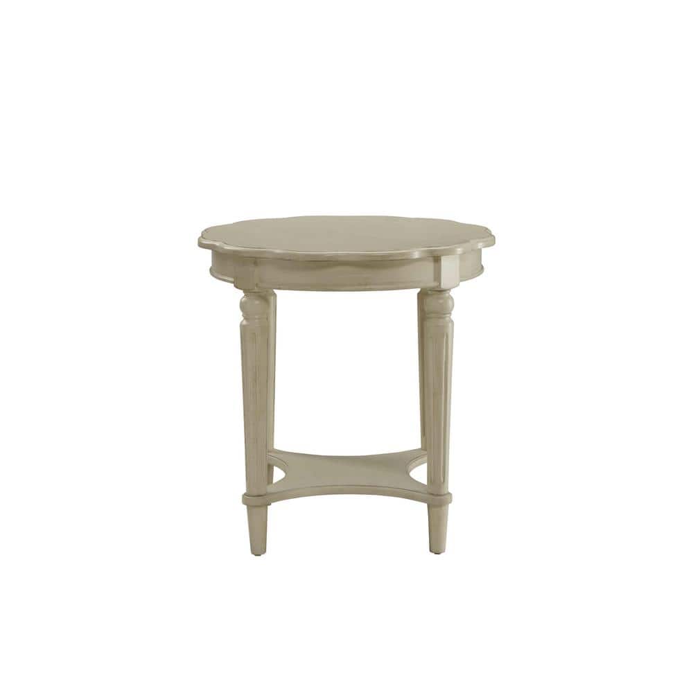 Acme Furniture Fordon 24 in. Antique White Round Wood End Table with ...