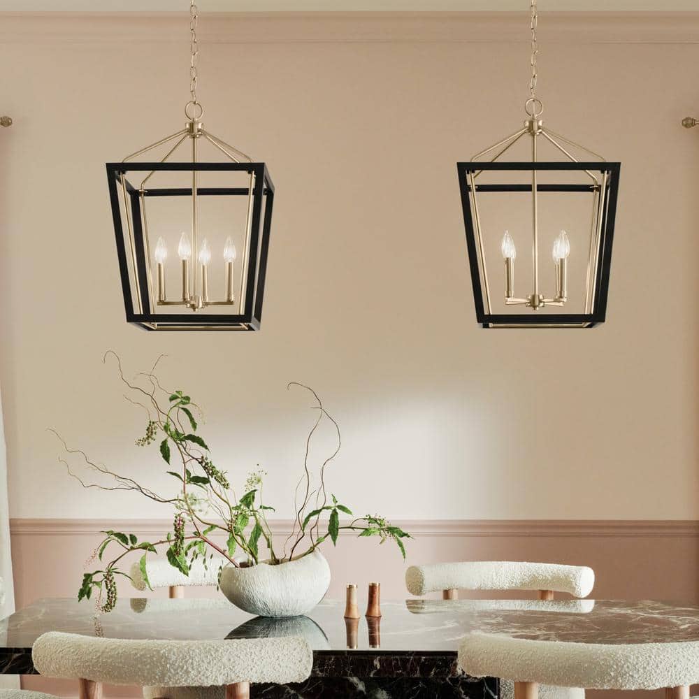 KICHLER Delvin 24 in. 4-Light Champagne Bronze and Black Traditional ...