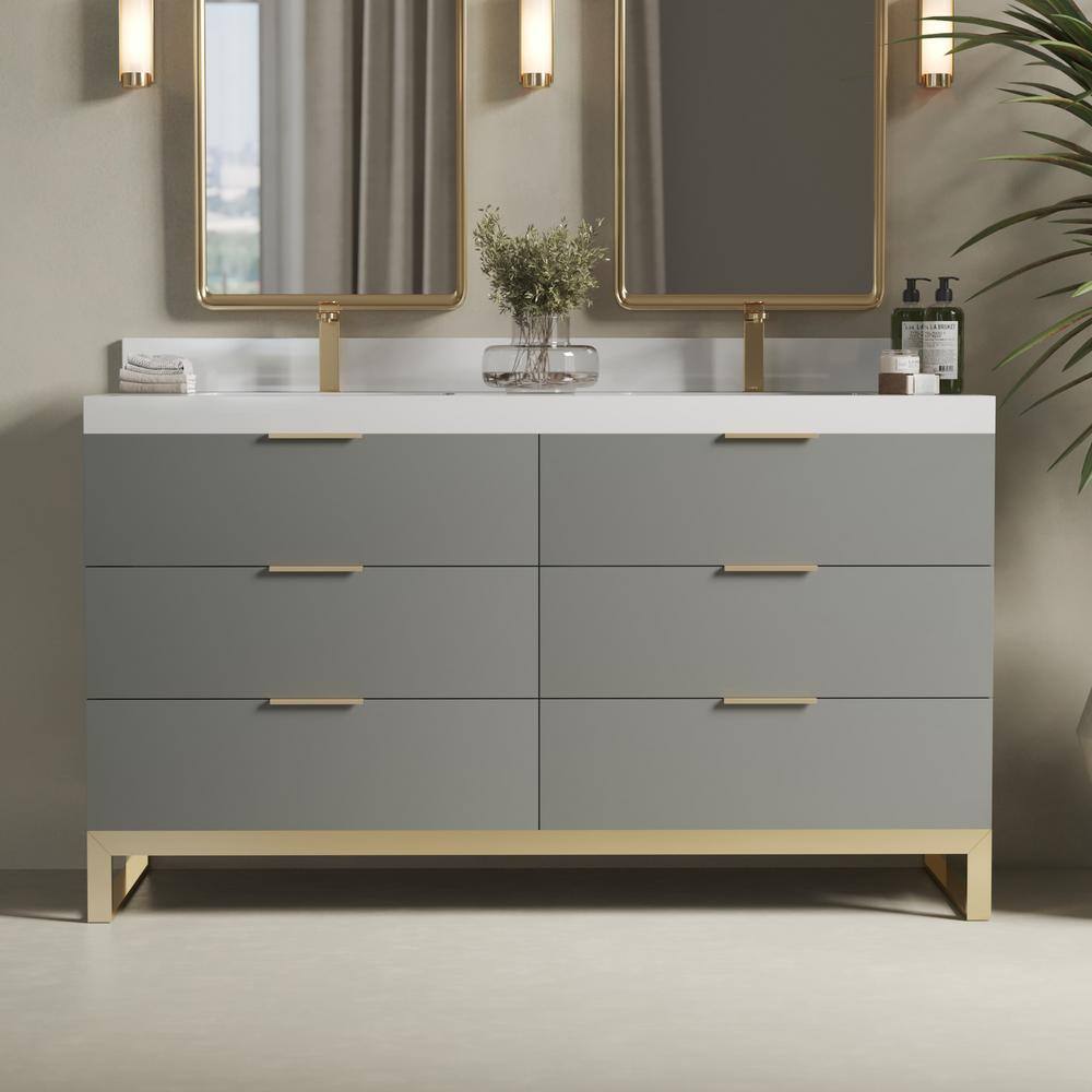 Urban Woodcraft Haldon 60 in. W x 22 in. D x 33.5 in. H Double Bath ...