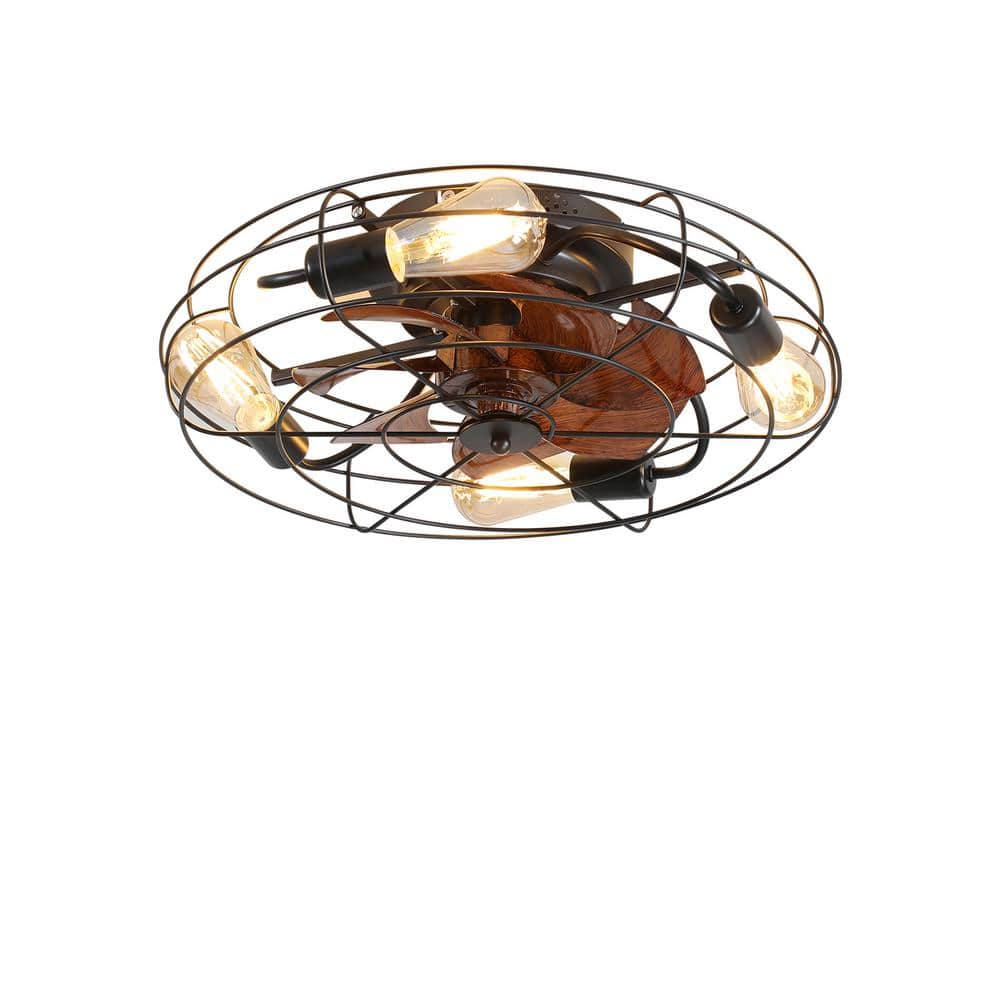 Staykiwi 12 in. Indoor Black Farmhouse Caged Ceiling Fan with Remote ...