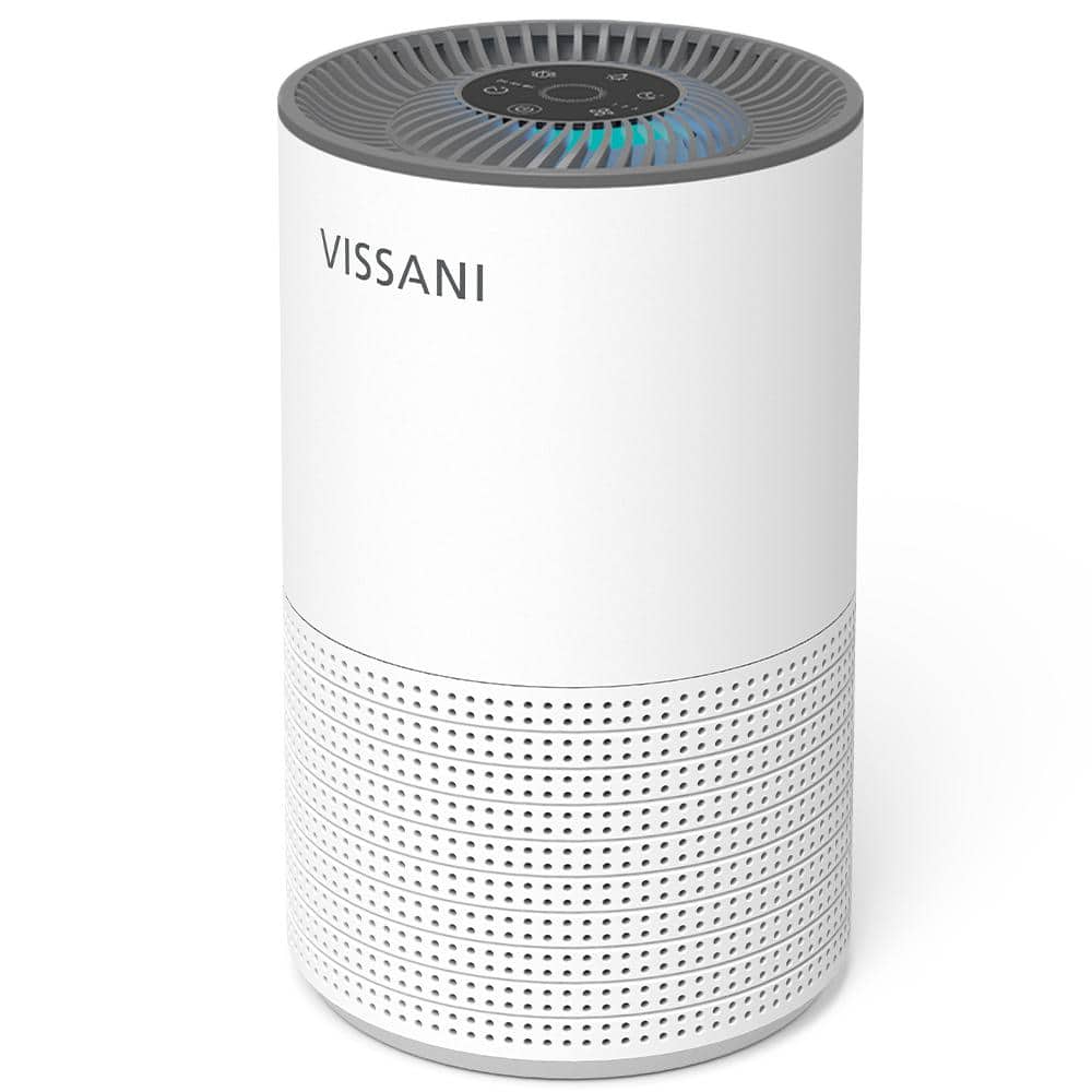 Vissani HEPA 3-Stage Air Purifier for Small Room (130 sq. ft.) in White ...