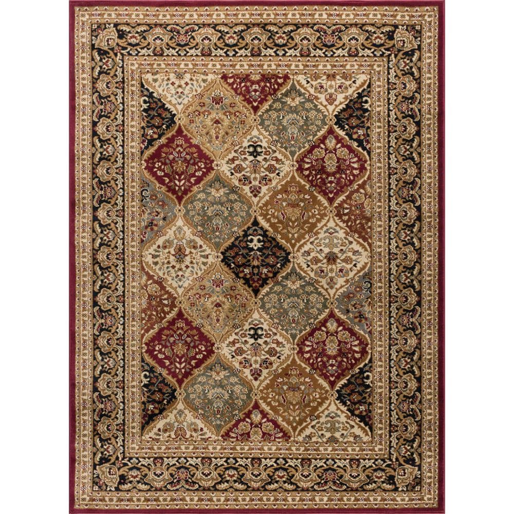 Tayse Rugs Sensation Border Red 8 ft. x 11 ft. Indoor Area Rug SNS4770 ...