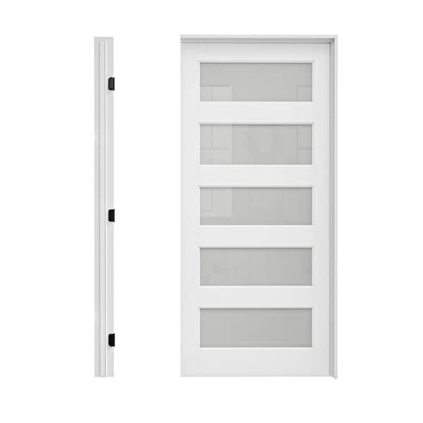 EH PUERTA 32 in. x 80 in. 3-Lite Frosted Glass Left Hand White Solid ...