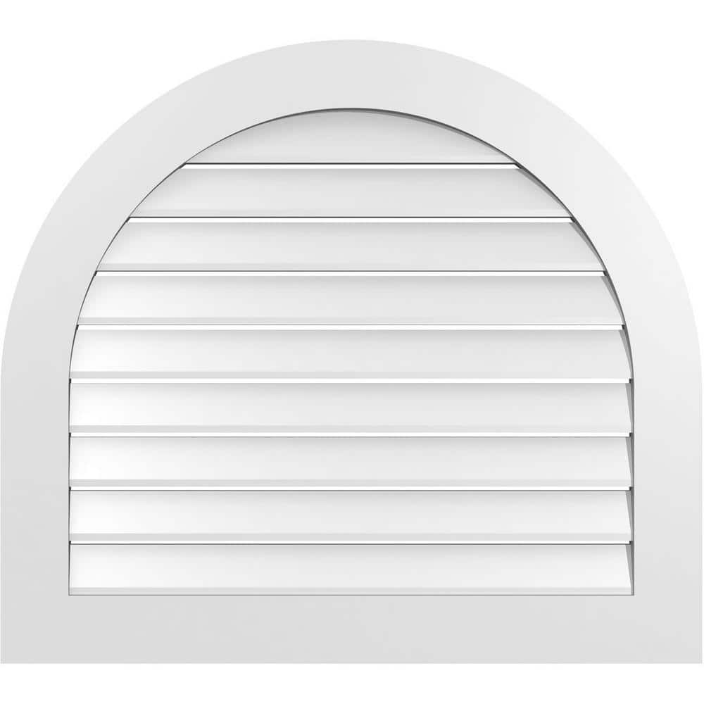 Ekena Millwork 36 in. x 32 in. Round Top Surface Mount PVC Gable Vent ...