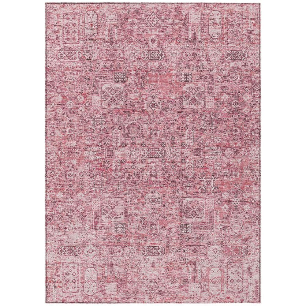 HomeRoots Pink, Blush, Charcoal 3 ft. x 5 ft. Woven Floral Polyester ...