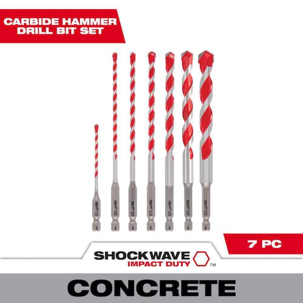 Milwaukee SHOCKWAVE Carbide Hammer Drill Bit Kit (7-Piece) for Concrete ...
