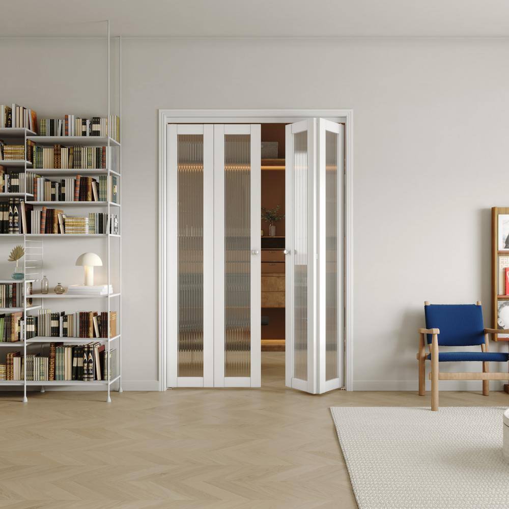 TENONER 60 in x 80 in(Double Doors) Frosted Glass Single Glass Panel Bi ...