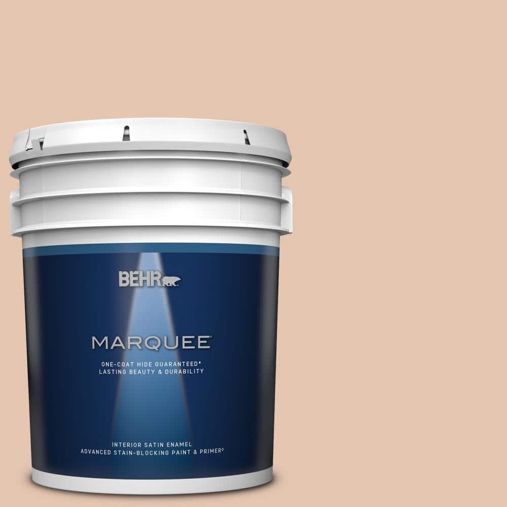 BEHR MARQUEE 5 gal. #MQ1-31 Cockleshell One-Coat Hide Satin Enamel ... BEHR MARQUEE 5 gal. #MQ1-31 Cockleshell One-Coat Hide Satin Enamel ...