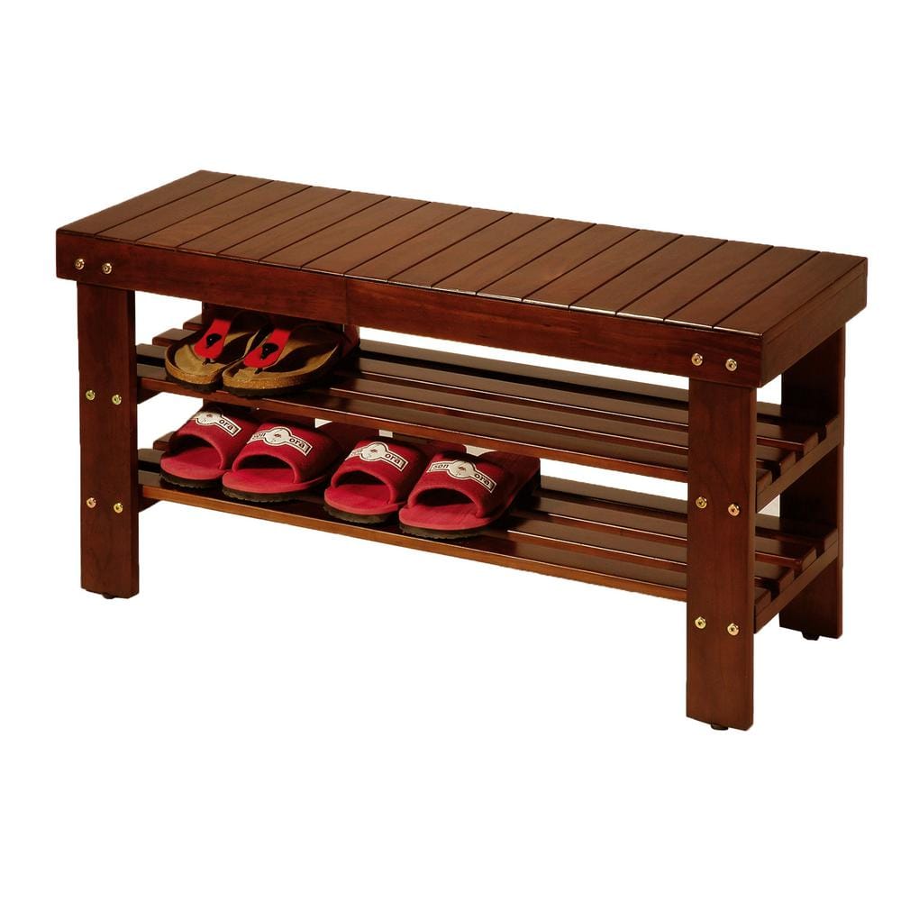 HOTEBIKE Outdoor Quality Cherry Solid Wood Shoe Bench Storage Stool ...