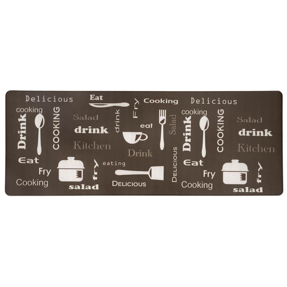 World Rug Gallery Anti Fatigue 18 in. X 47 in. Brown Kitchen Mat ...