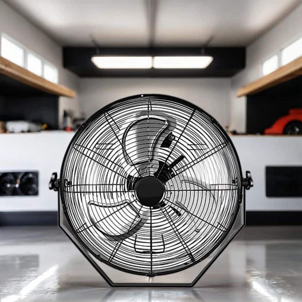 WOCK 18 in. Wall Mounted Fan in Black with 3 Speeds, 360° Tilt ...